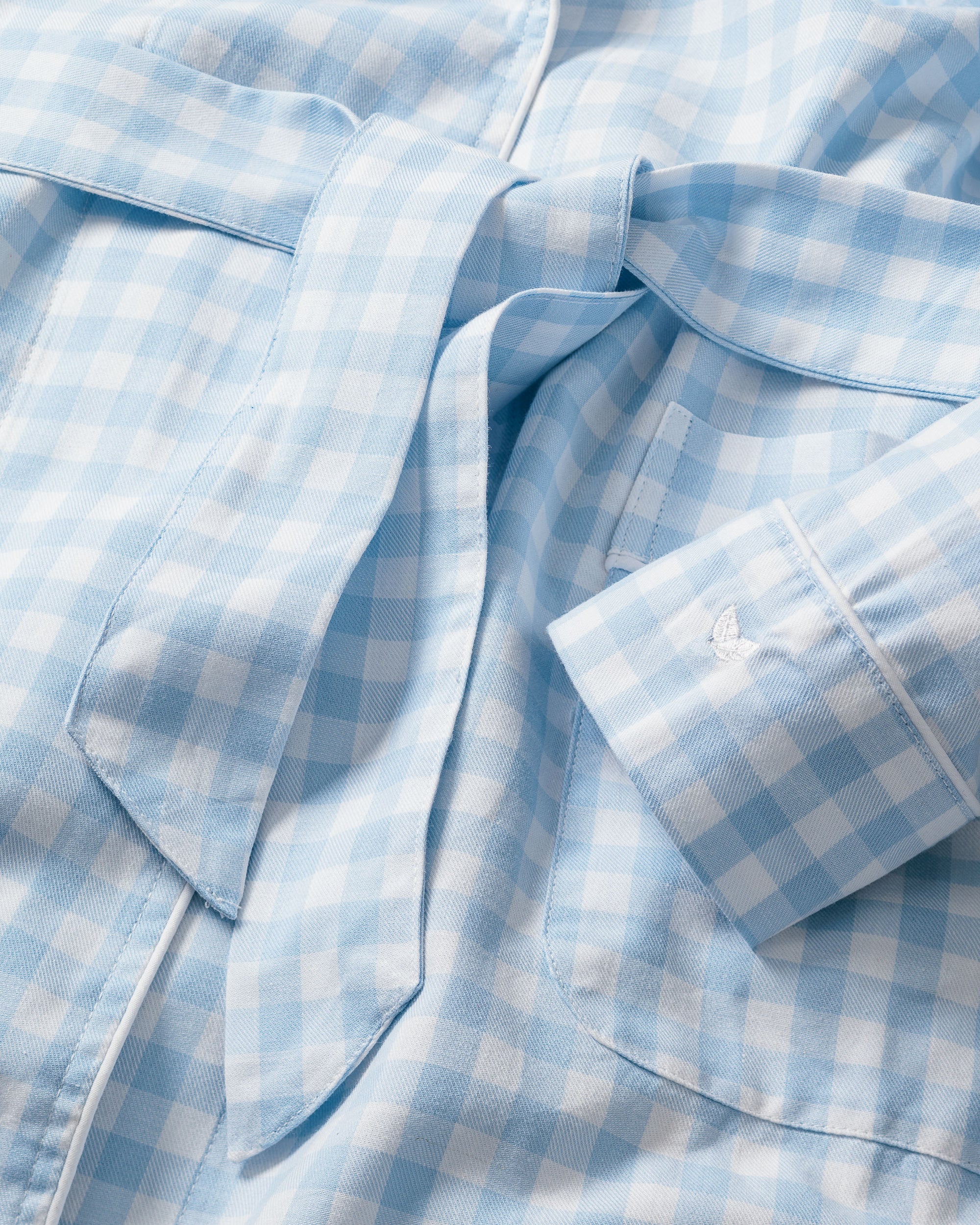 Boy's Light Blue Gingham Robe | Petite Plume