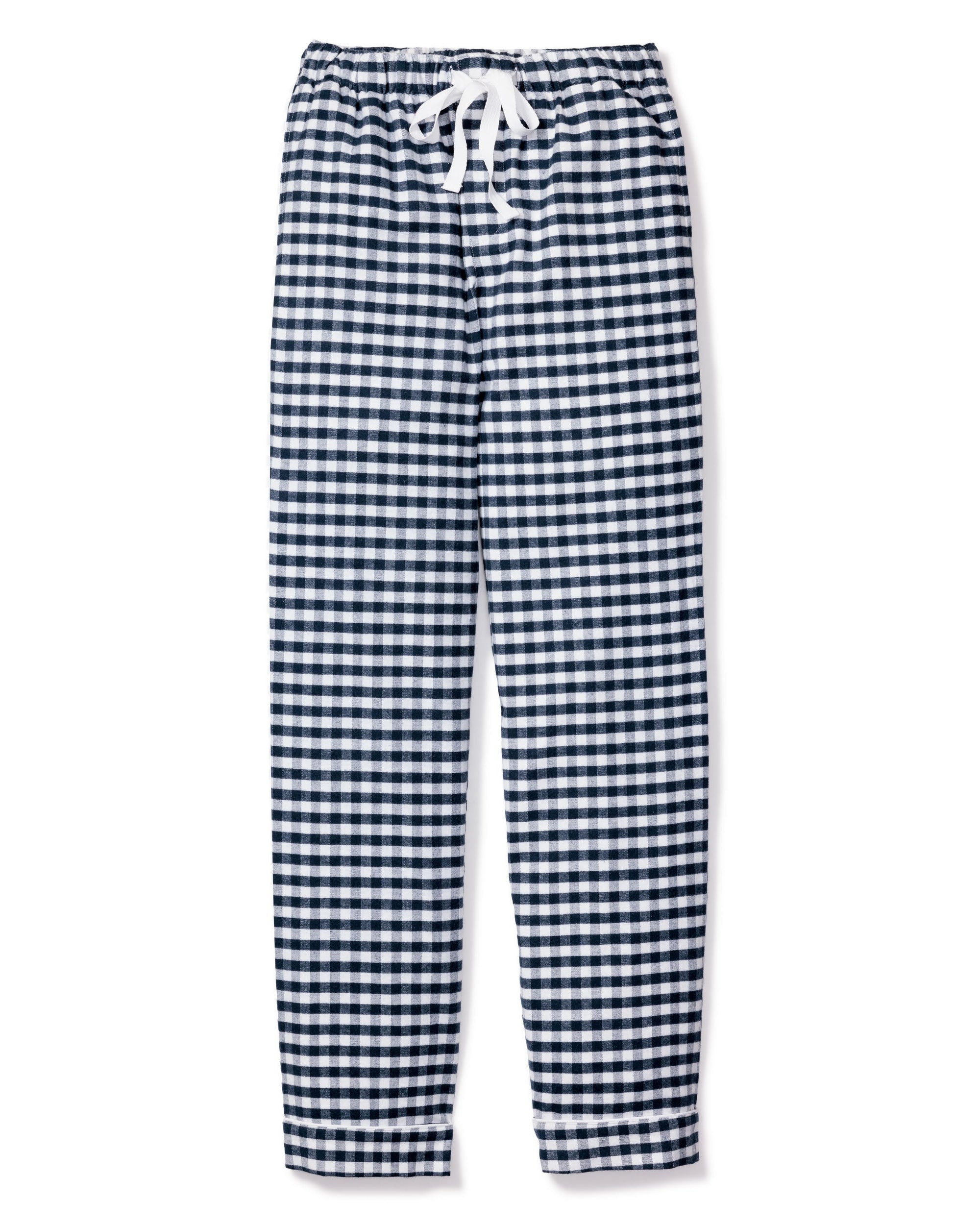 Men's Navy Gingham Twill Pajamas | Petite Plume