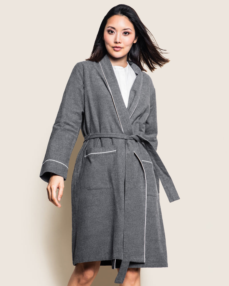 Women's Flannel Robe in Grey