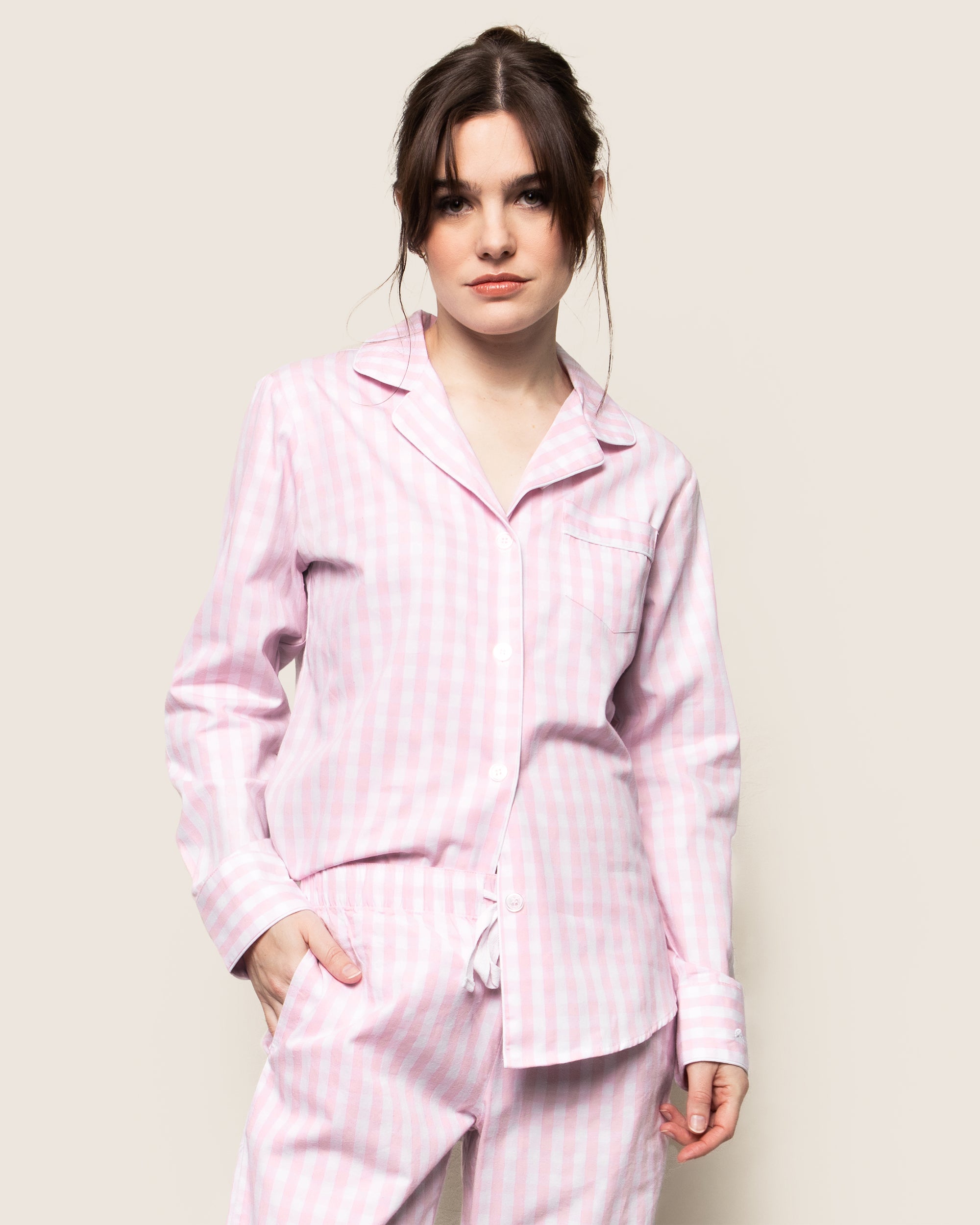 Women's Pink Gingham Pajama Set | Petite Plume