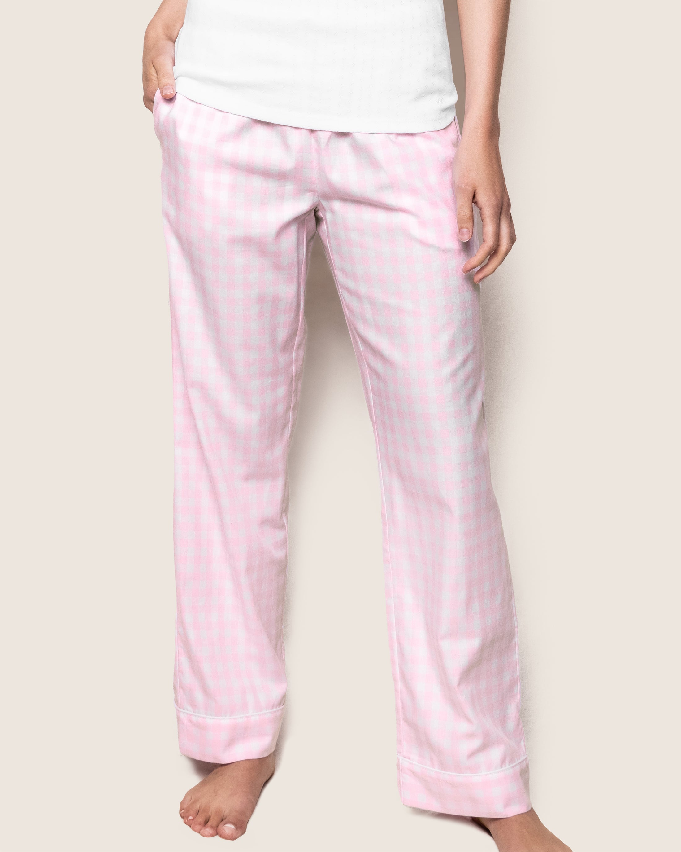 Women's Pink Gingham Pajama Set | Petite Plume