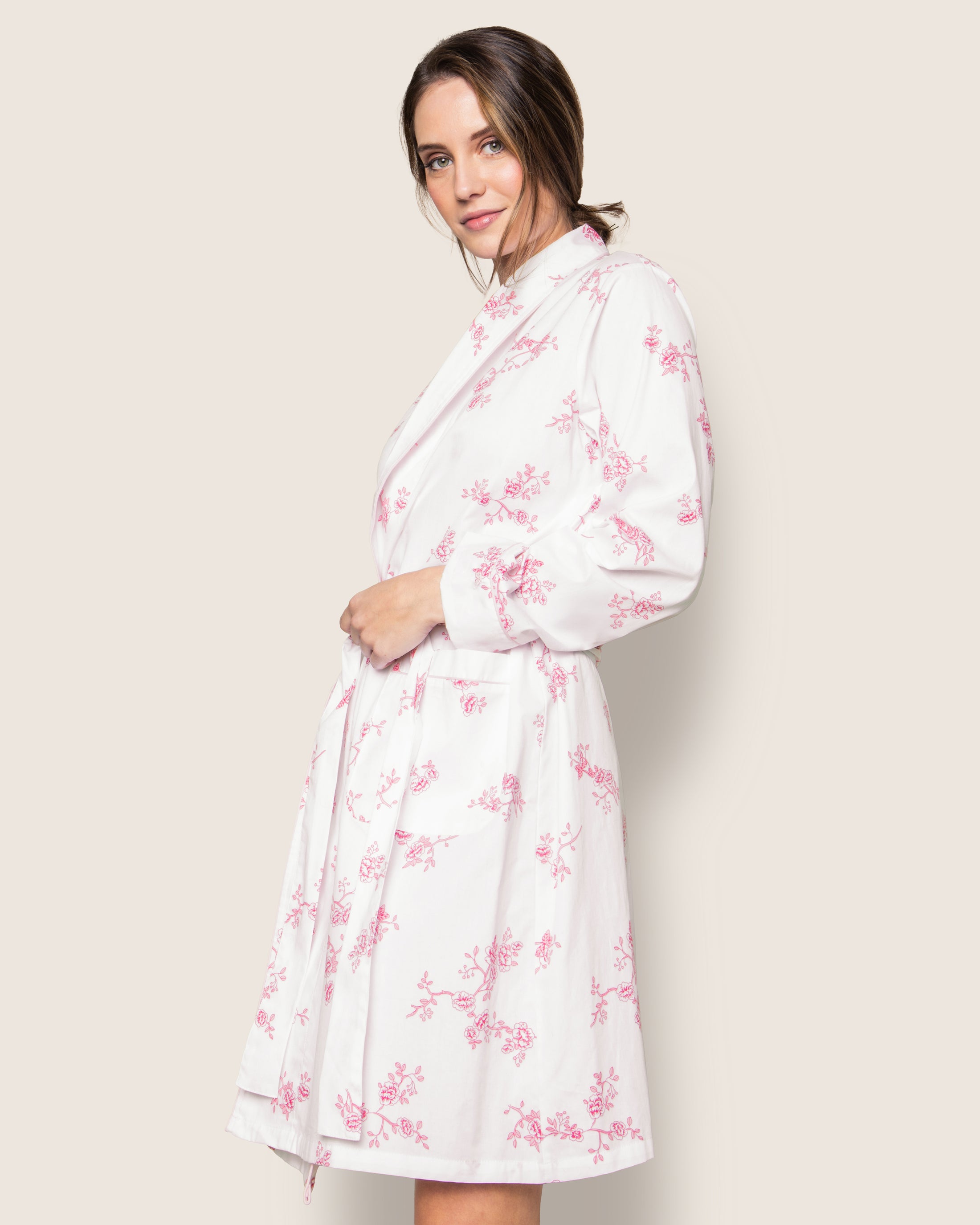 Women's Twill Robe in English Rose Floral