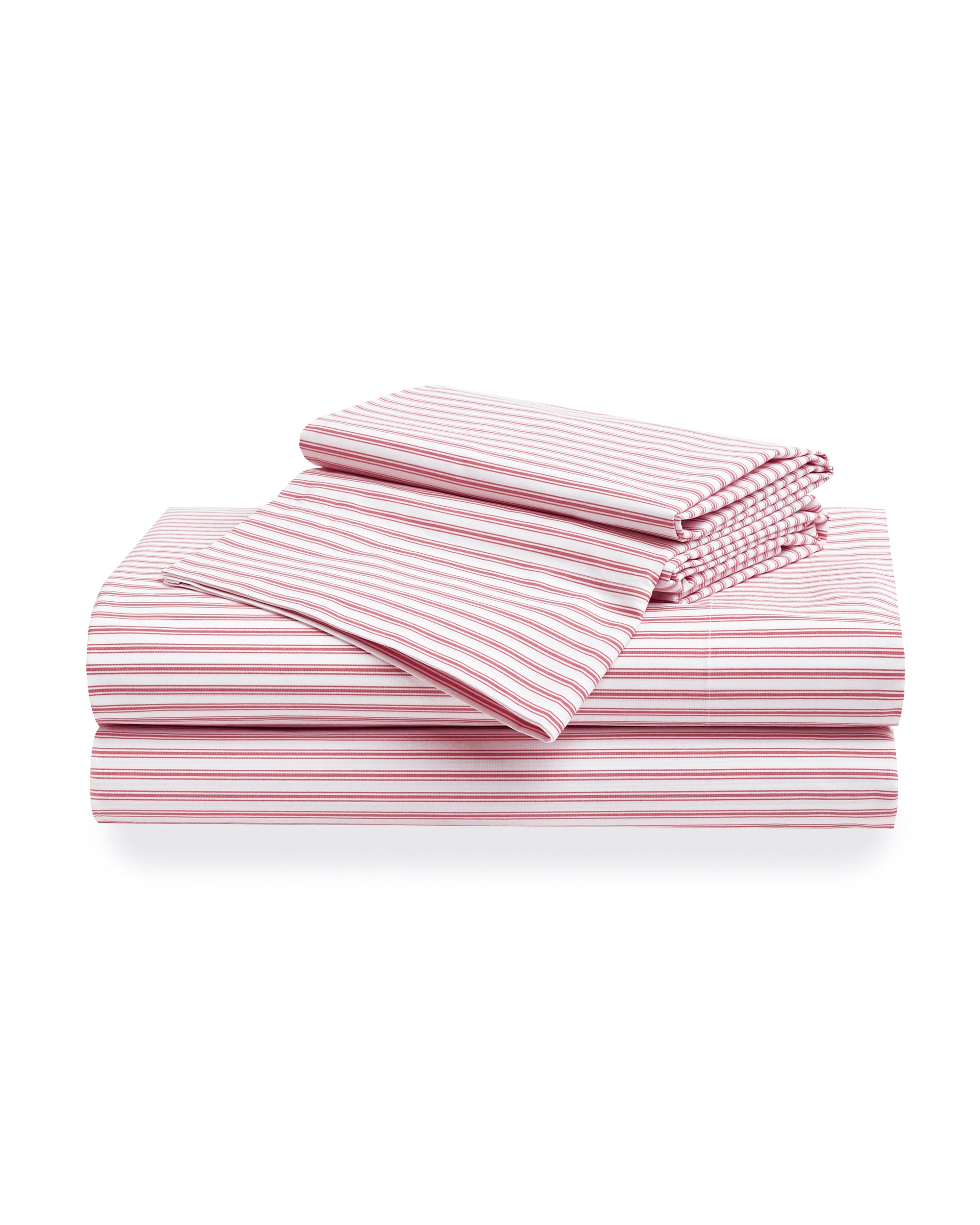 Luxe Premium Percale Bed Sheets in Antique Red Ticking