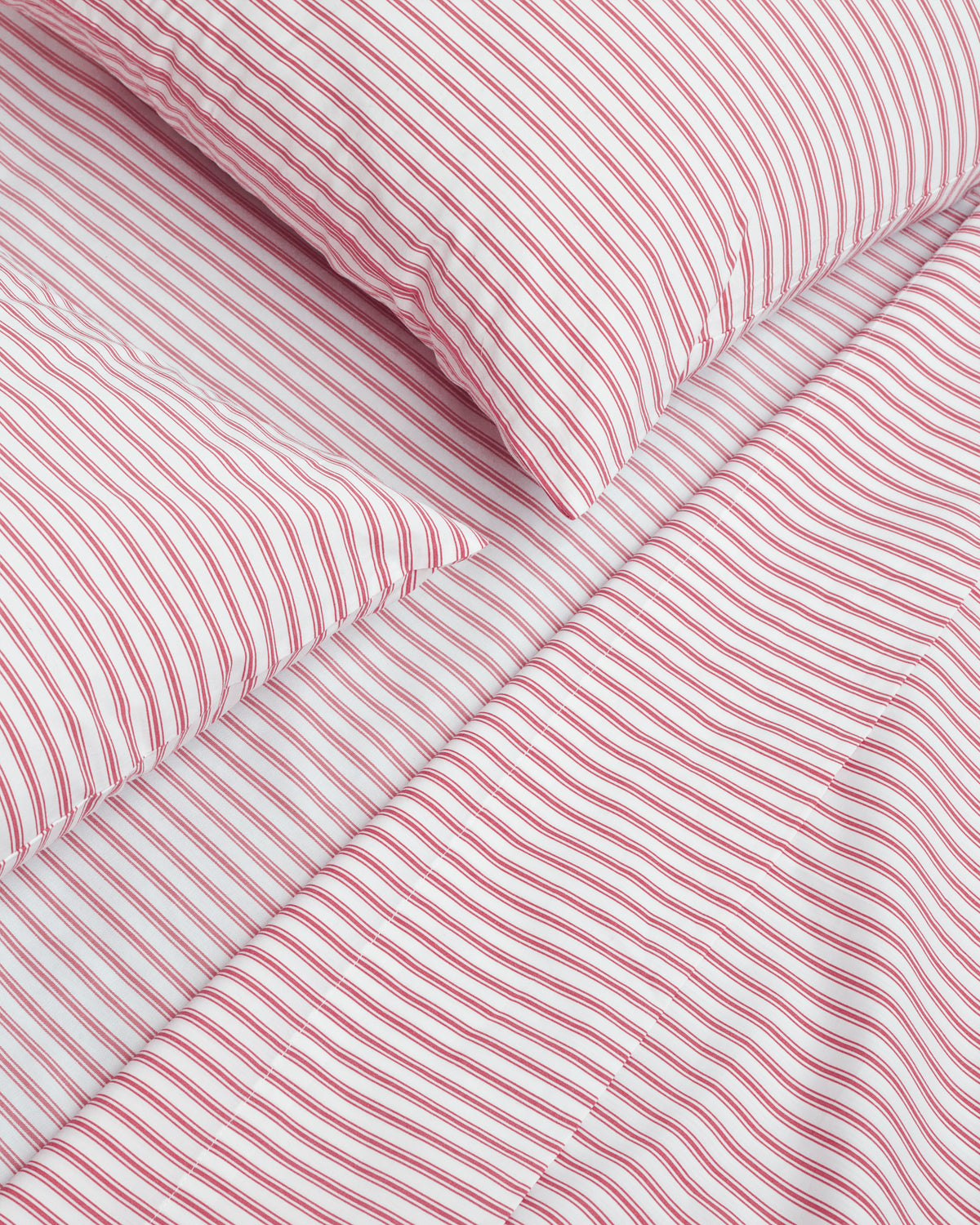 Luxe Premium Percale Bed Sheets in Antique Red Ticking