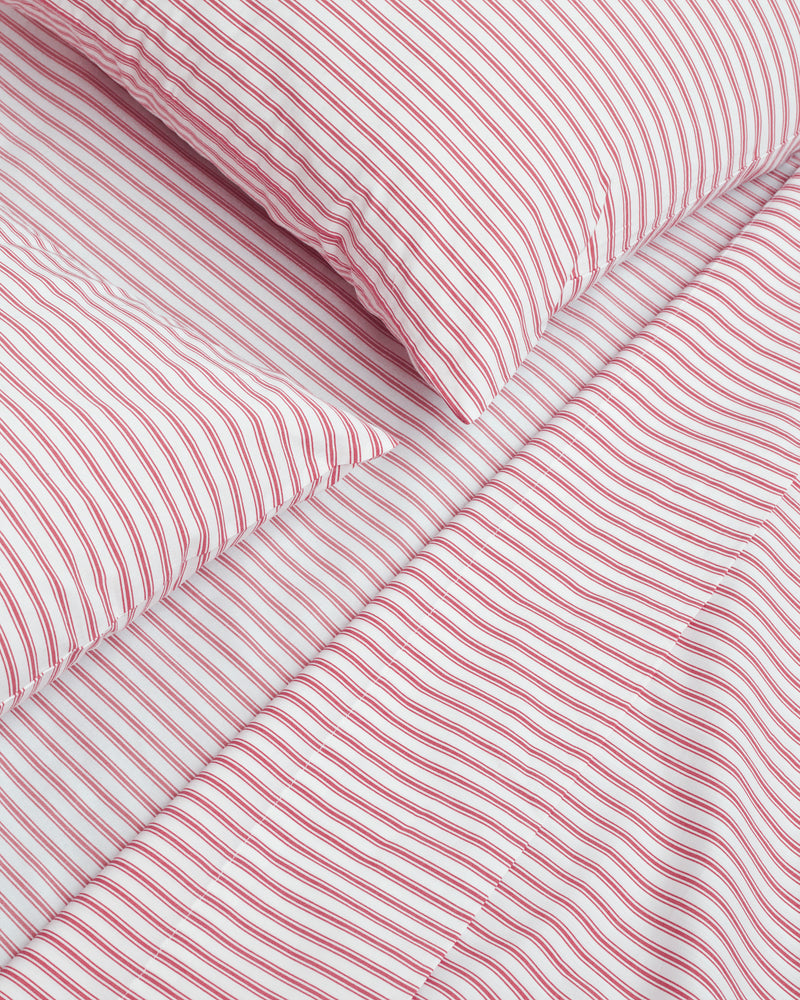 Luxe Premium Percale Bed Sheets in Antique Red Ticking