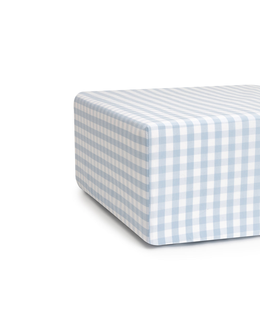 Luxe Premium Percale Crib Sheet in Light Blue Gingham