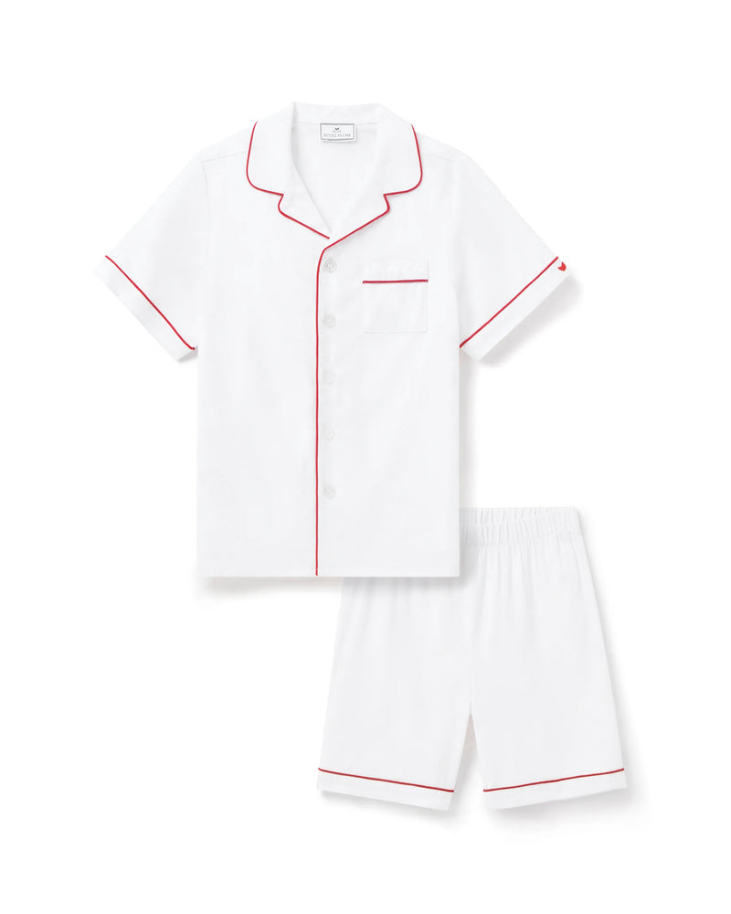 Children's Classic White Pajamas With Red Piping | Petite Plume