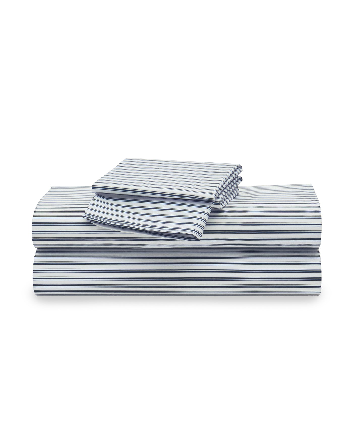 Luxe Premium Percale Bed Sheets in Navy French Ticking