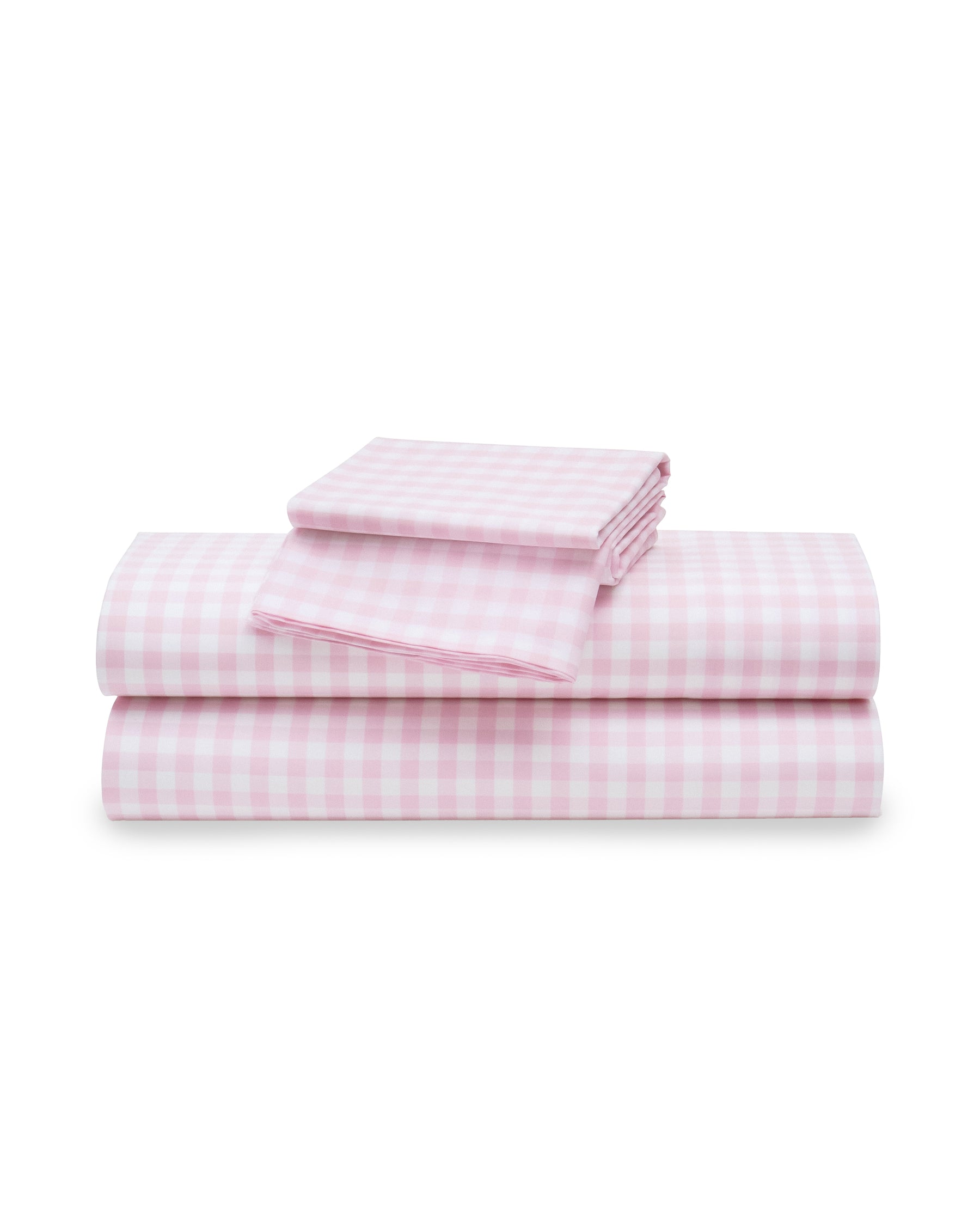 Luxe Premium Percale Bed Sheets in Pink Gingham