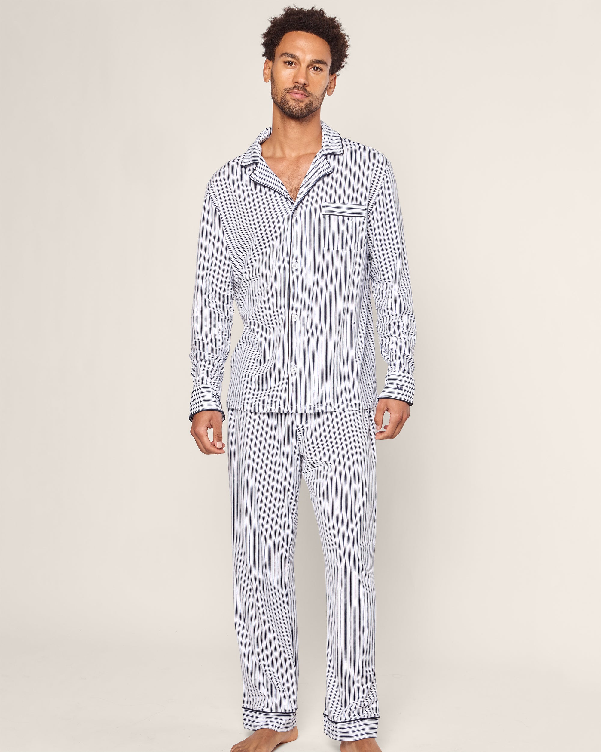 Luxe Pima Men's Navy French Pajama | Petite Plume