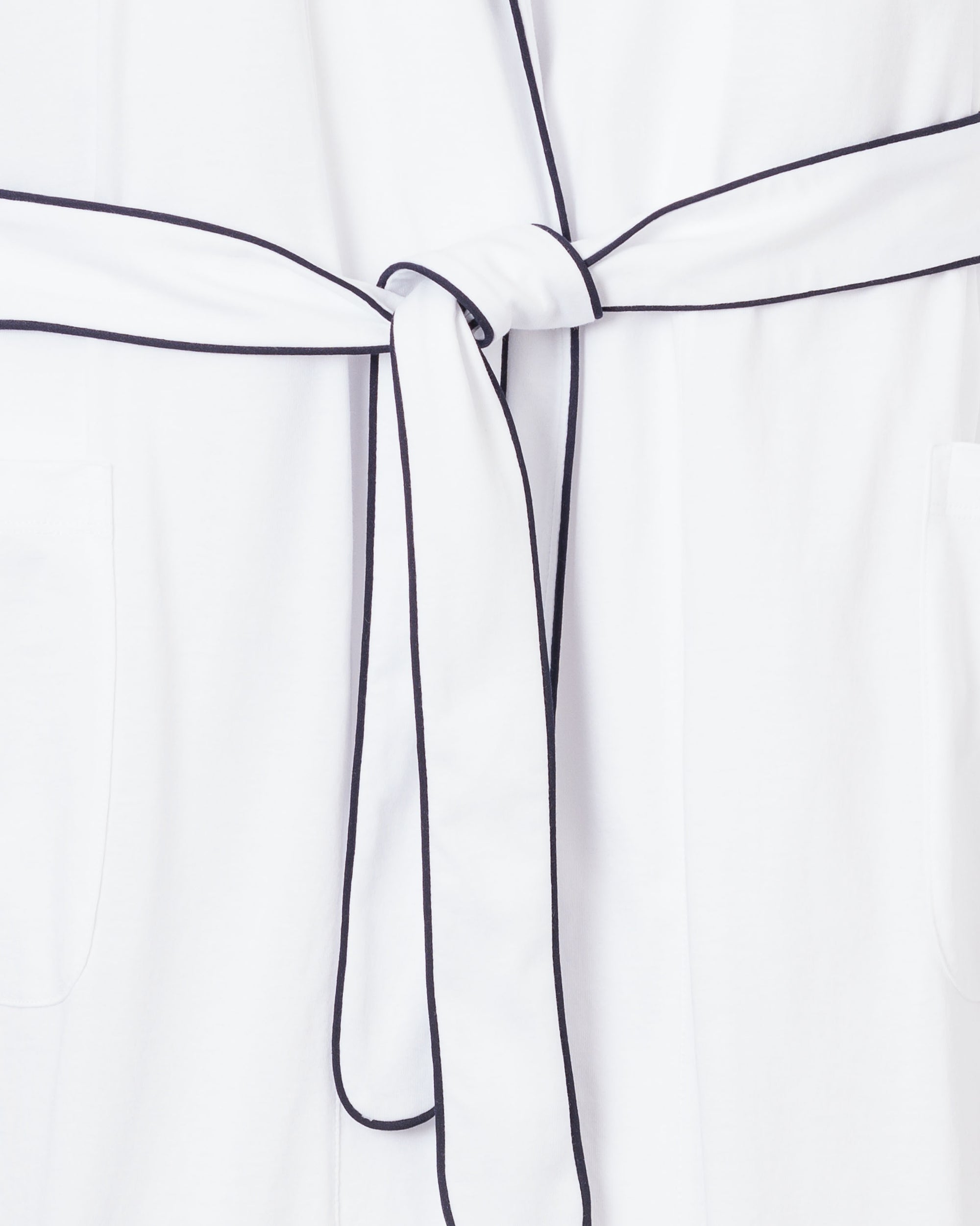 Luxe Pima Men's White with Navy Piping Robe | Petite Plume