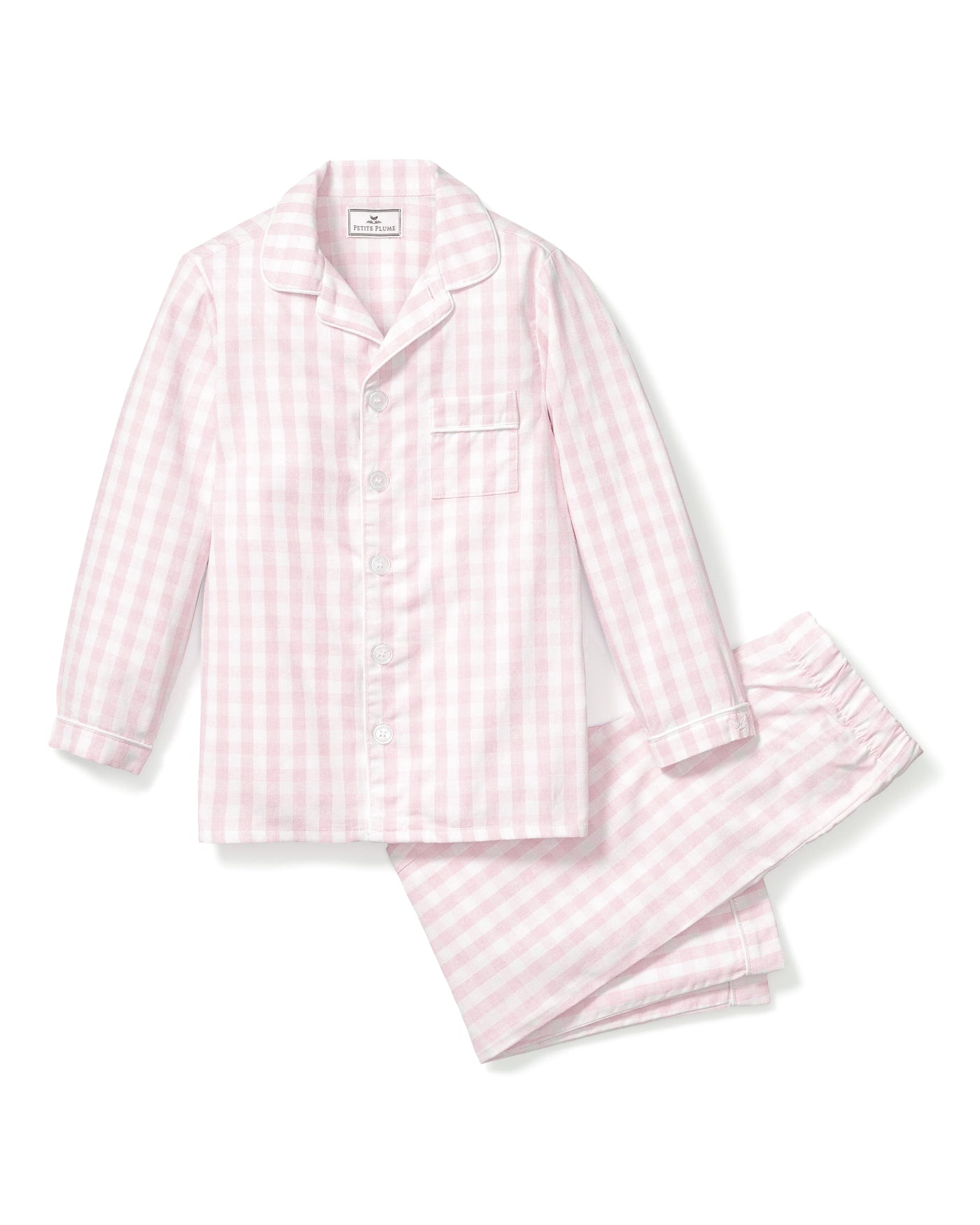 Girl's Pink Gingham Pajama Set | Petite Plume