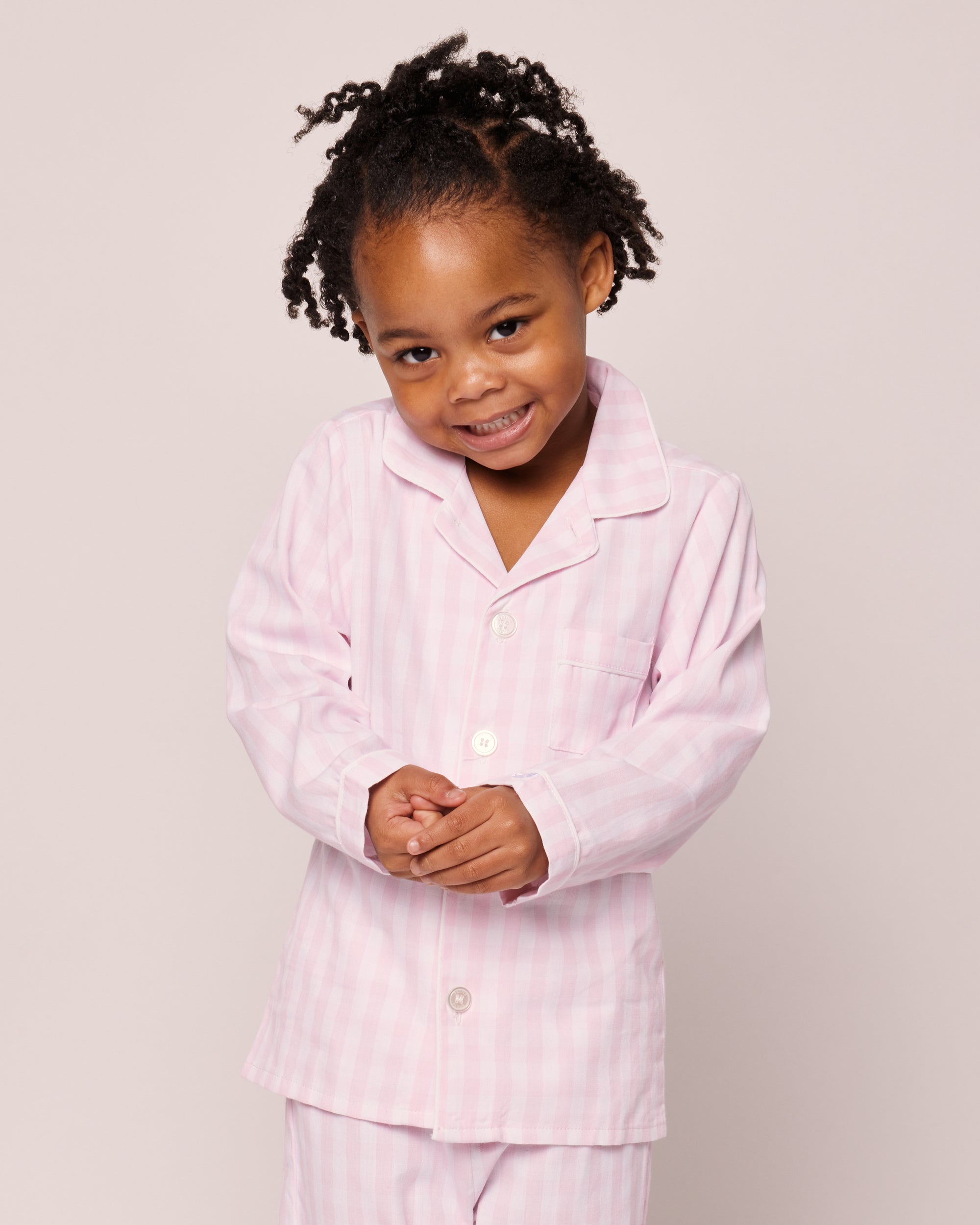 Girl's Pink Gingham Pajama Set | Petite Plume