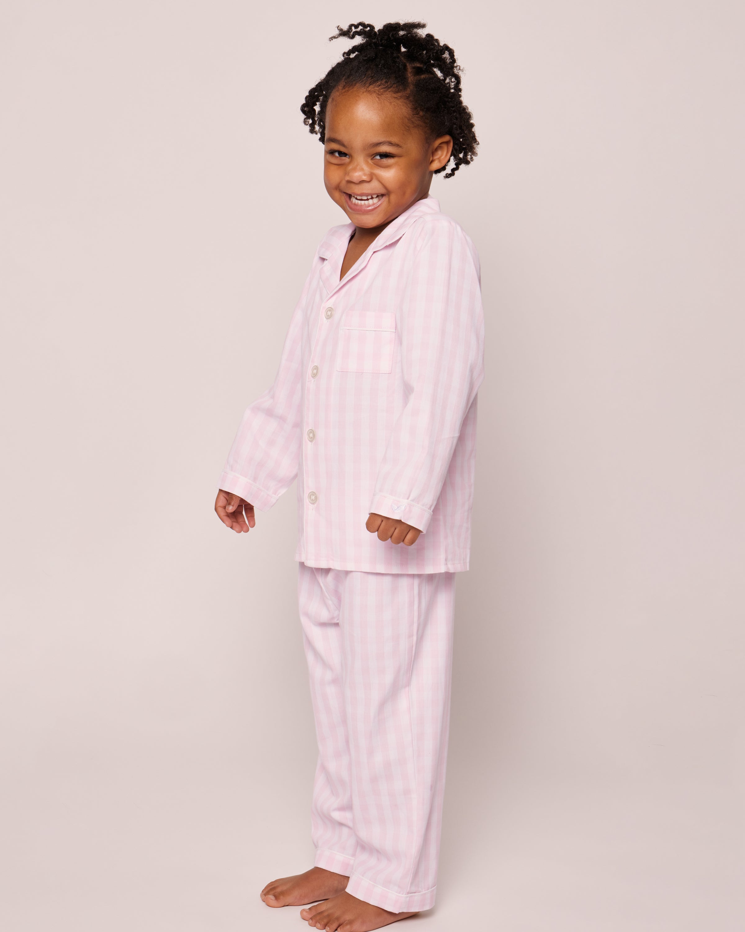 Girl's Pink Gingham Pajama Set | Petite Plume