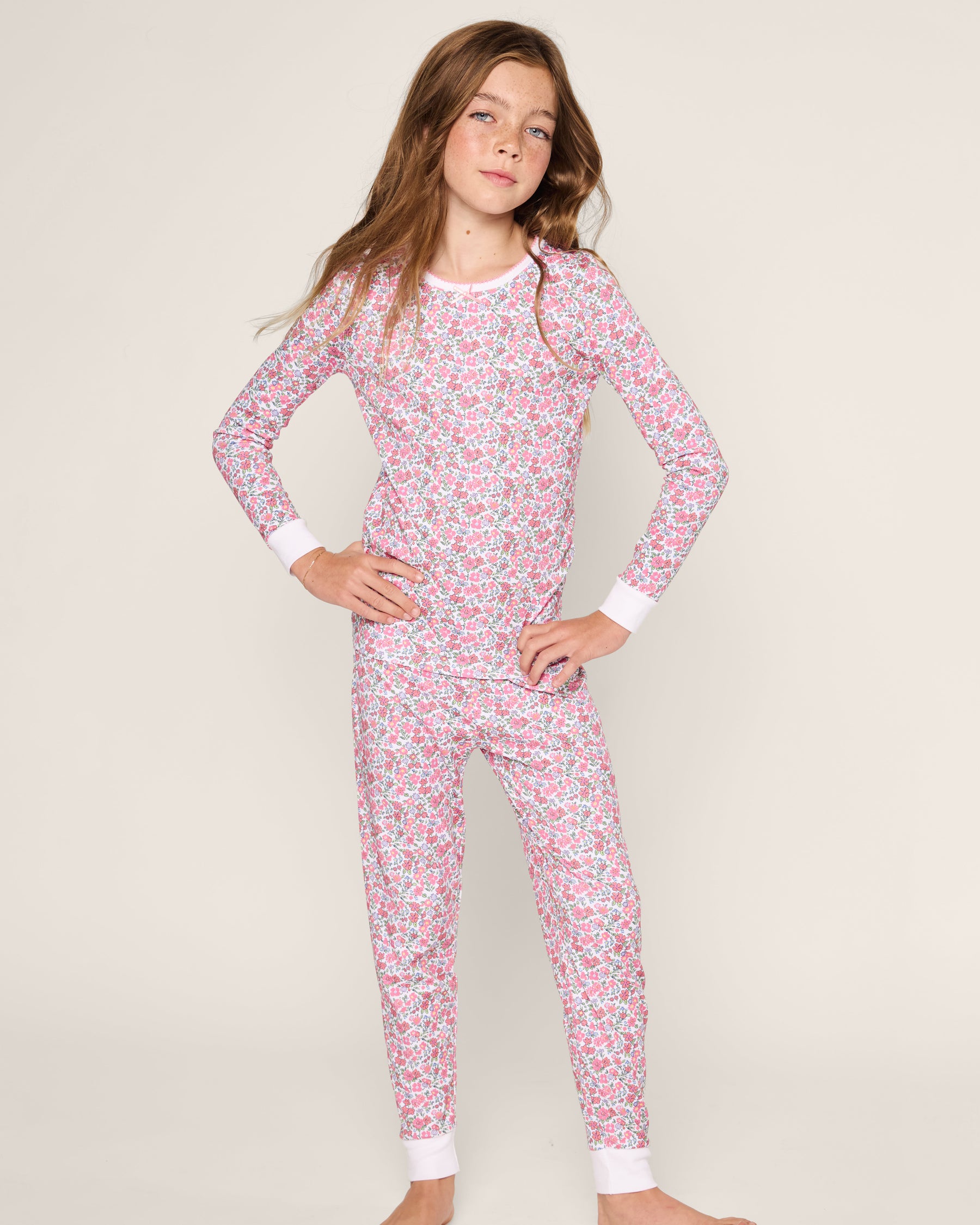 Kid's Pima Snug Fit Pajama Set in Fleurs de Rose