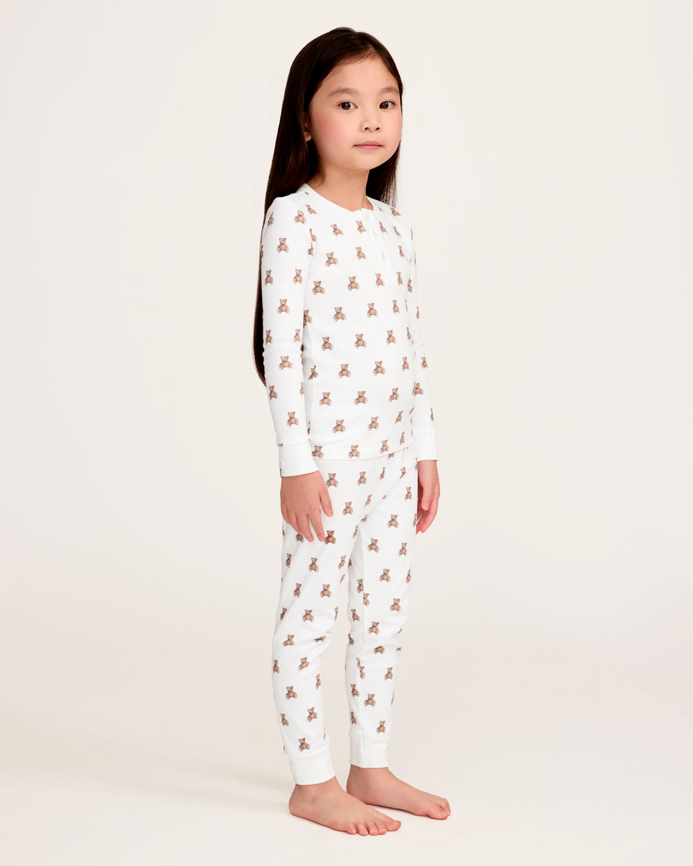 Kid's Pima Snug Fit Pajama Set in Teddy Tales | Petite Plume