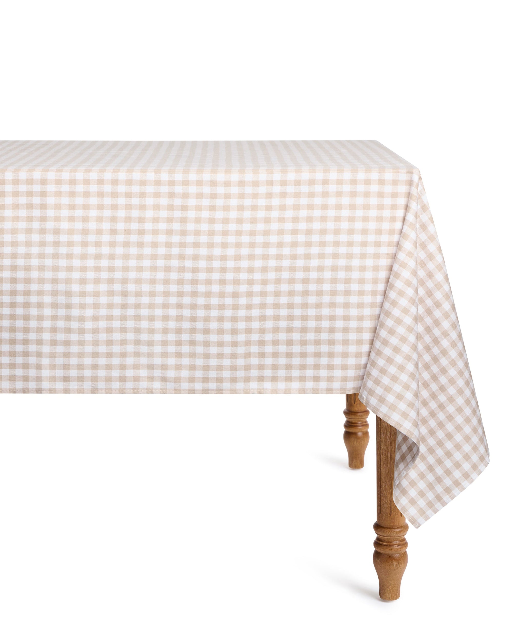 Table Linen Set in Camel Gingham & Camel Ticking