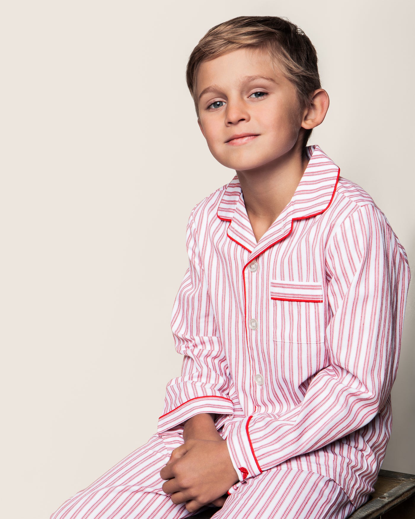 Children's Antique Red Ticking Pajama Set| Petite Plume