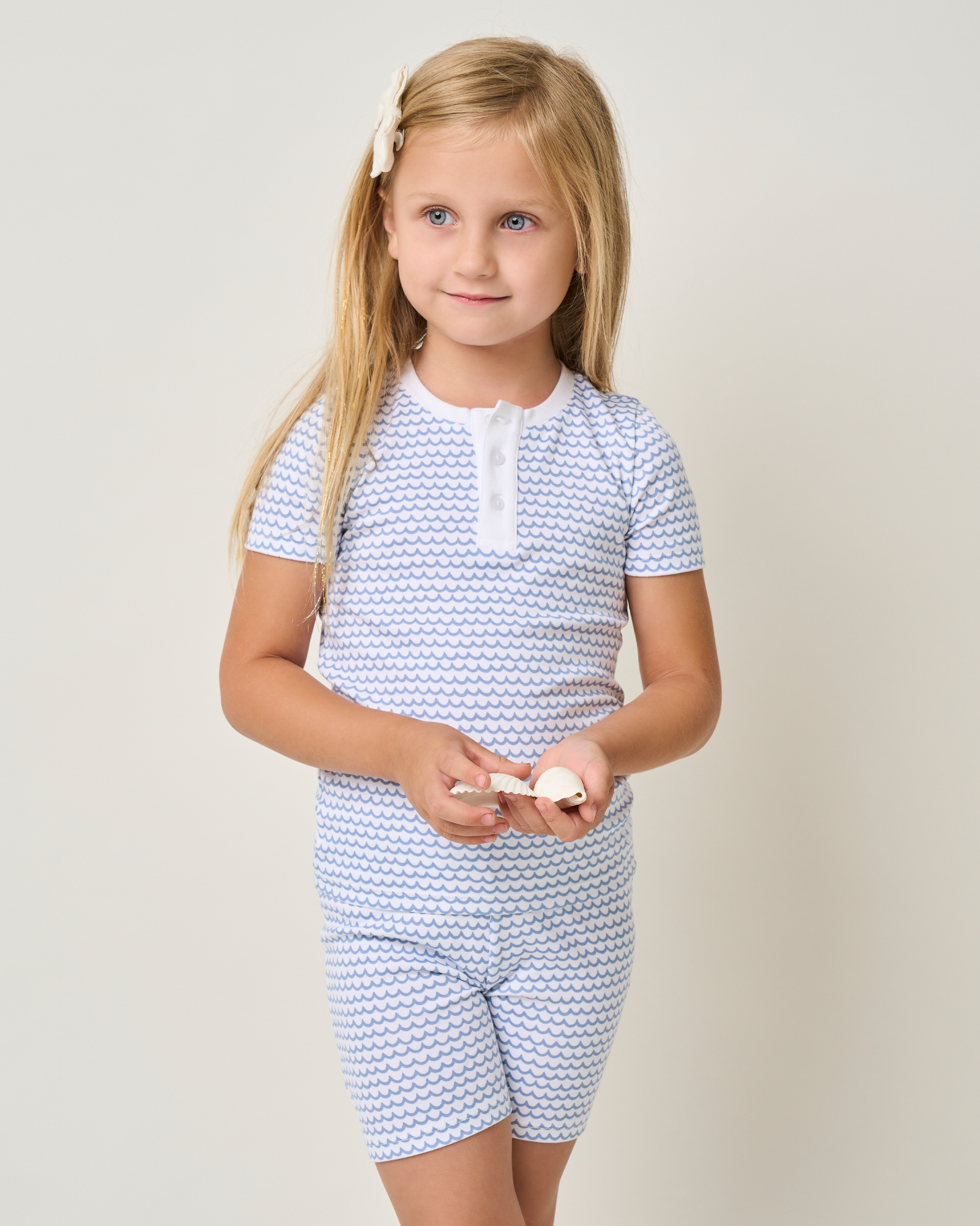 Kid's Pima Snug Fit Pajama Short Set in La Mer