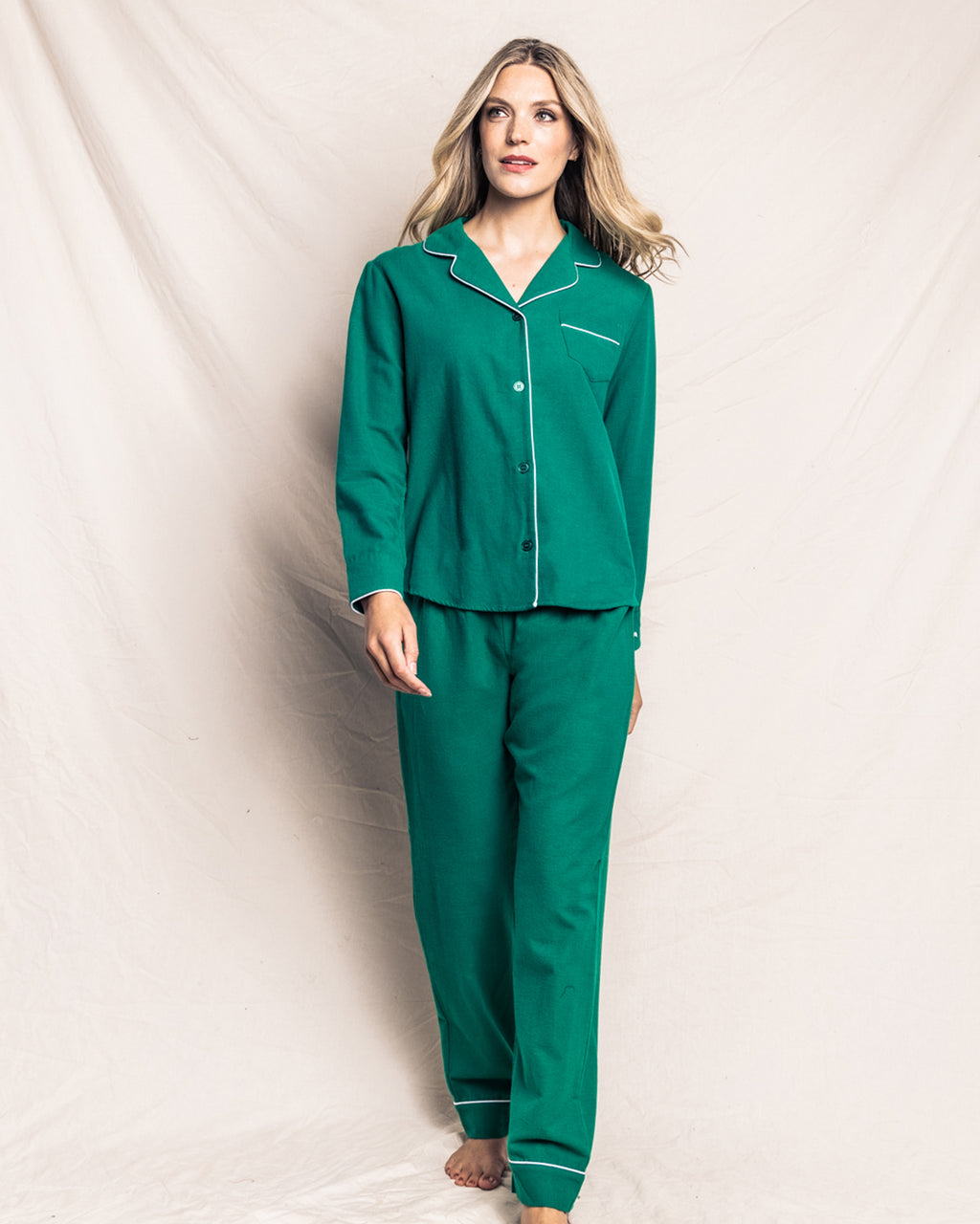 Women's Forest Green Classic Flannel Pajama Set – Petite Plume