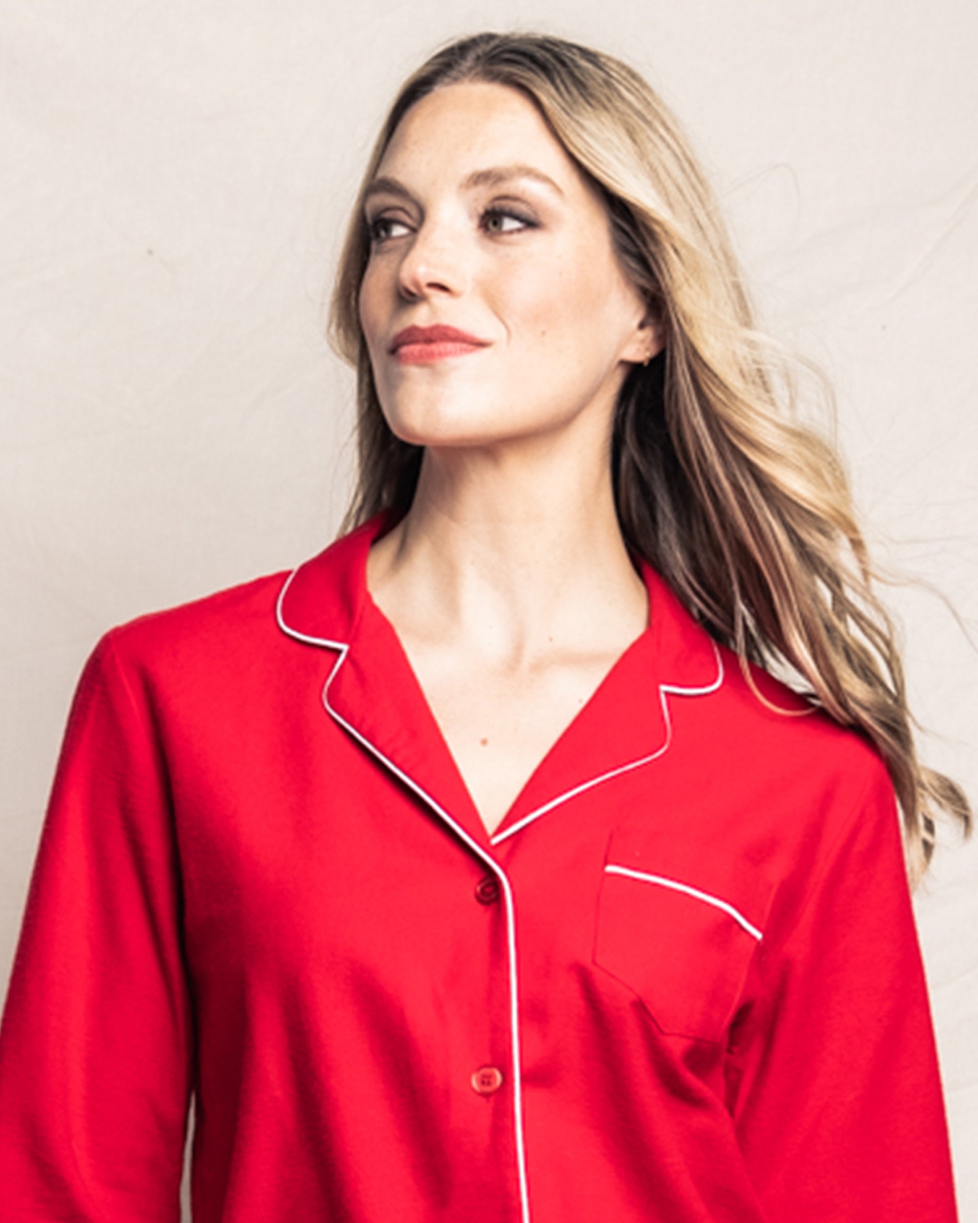 Women's Red Flannel Classic Pajama Set | Petite Plume