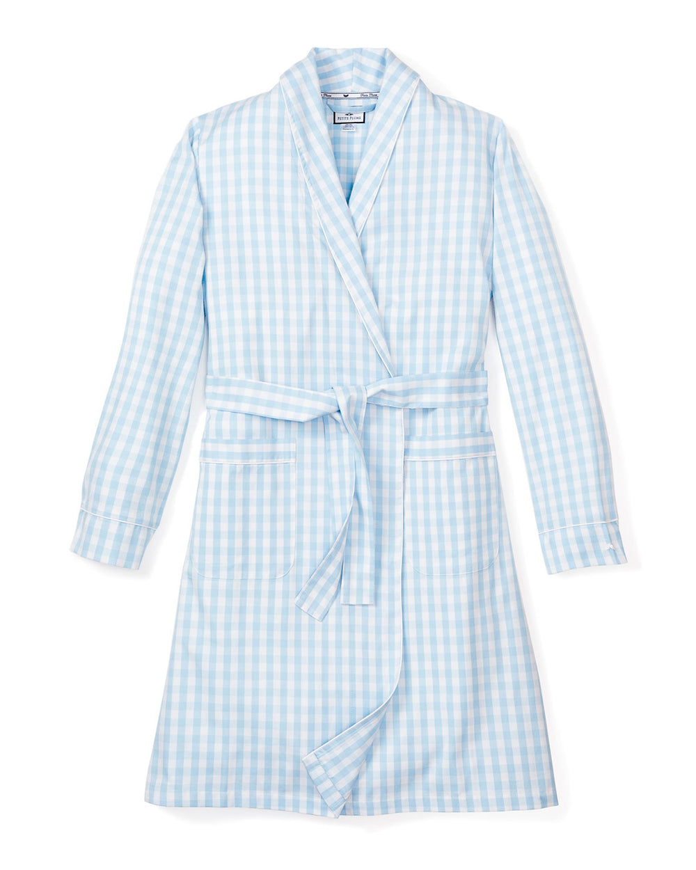 Women's Light Blue Gingham Robe | Petite Plume