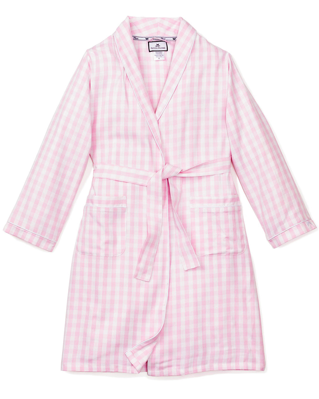 Girl's Pink Gingham Robe | Petite Plume