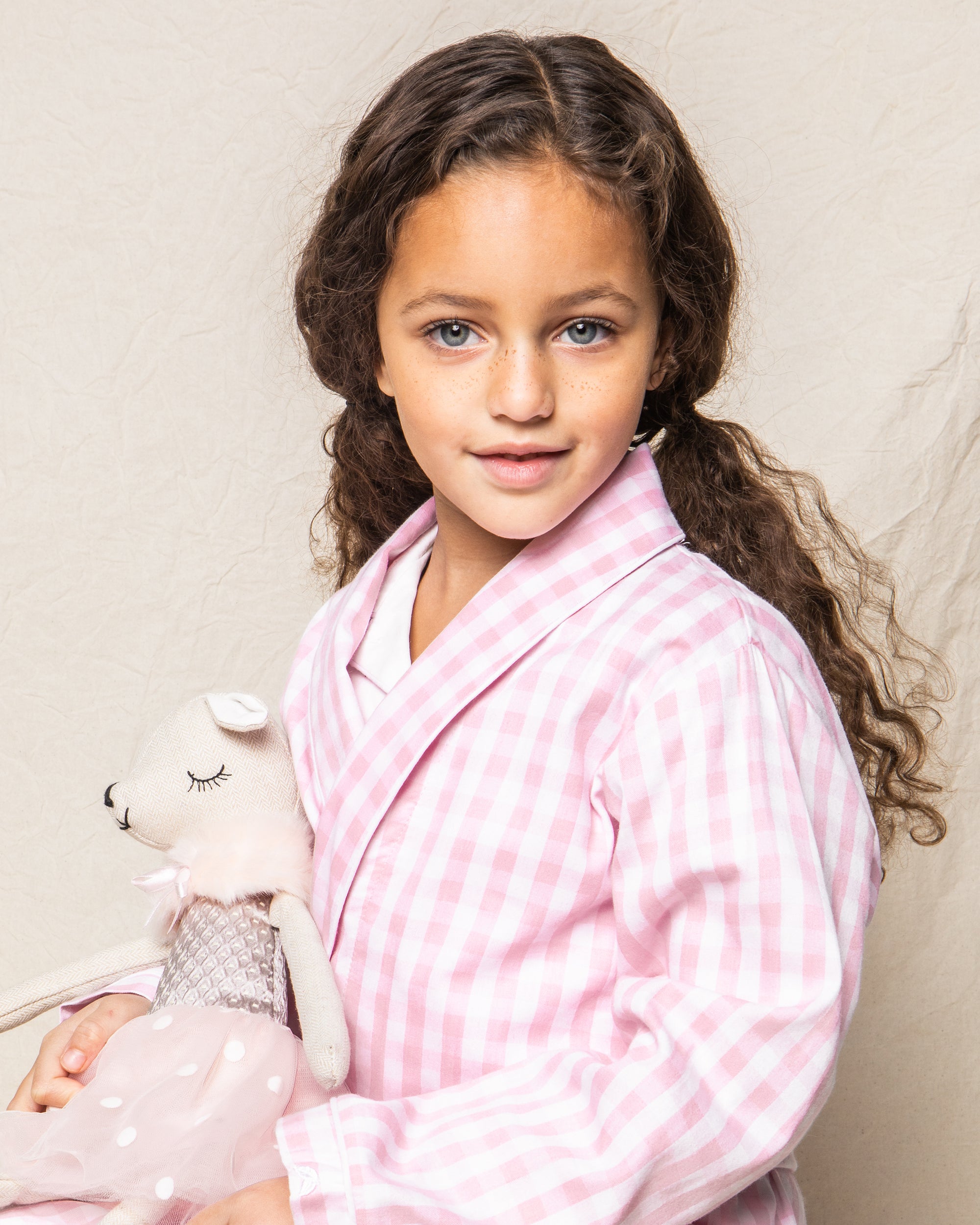 Girl's Pink Gingham Robe | Petite Plume