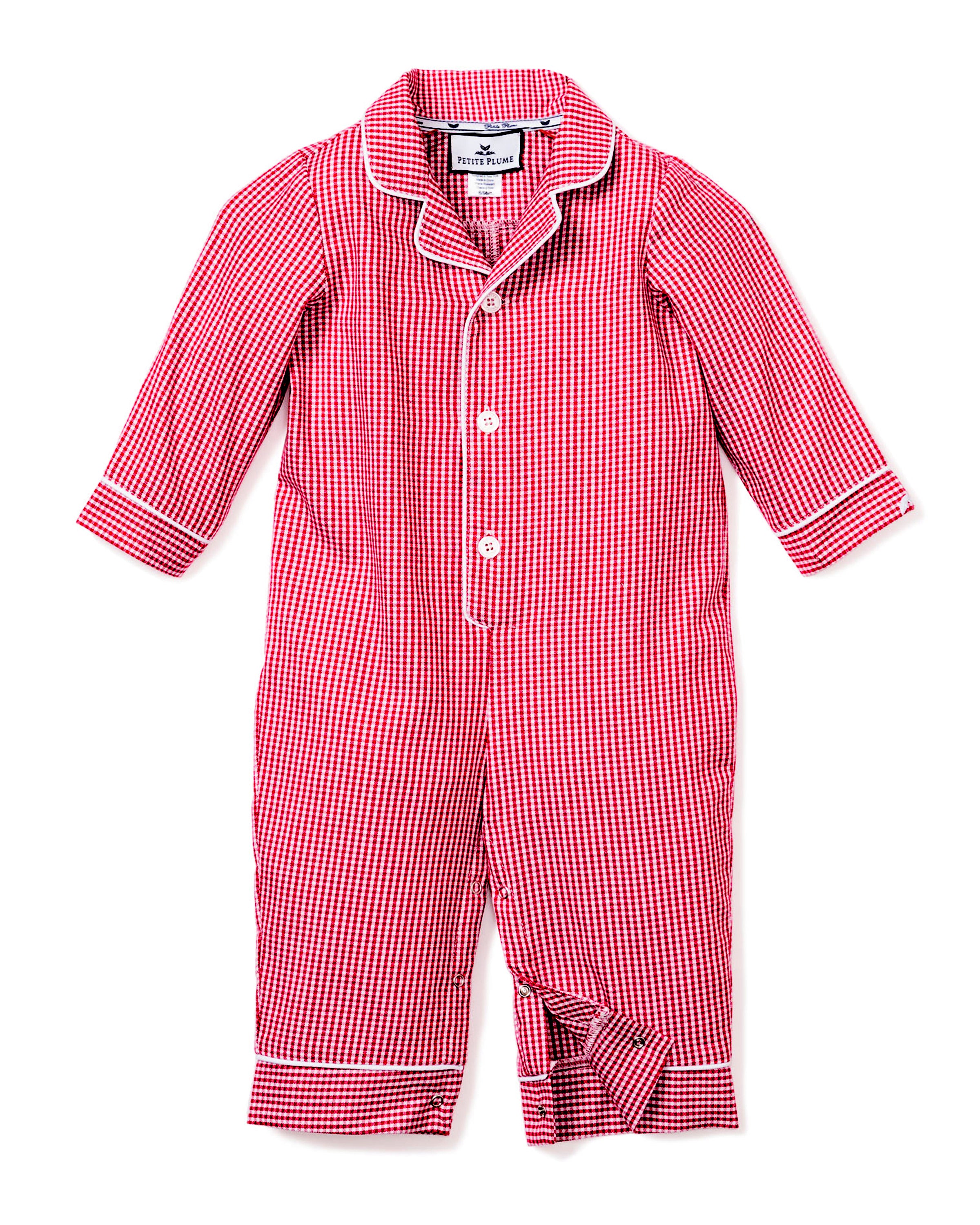 Infant's Red Mini Gingham Romper | Petite Plume